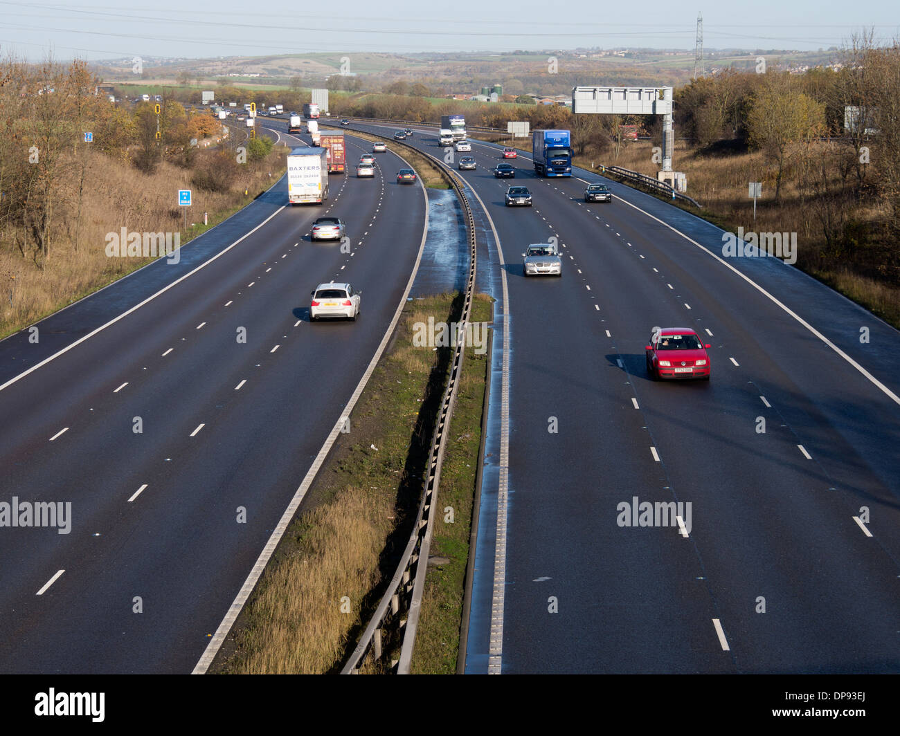 Traffic on M1 near Junction 28 near Chesterfield in Derbyshire UK Stock ...