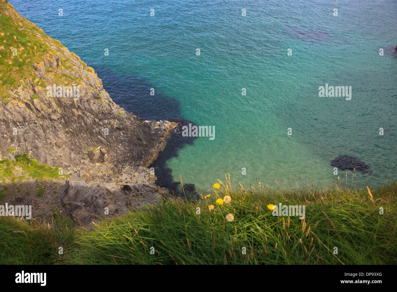 Coastal scenery near Carrick a Rede along the causeway coast, Co ...