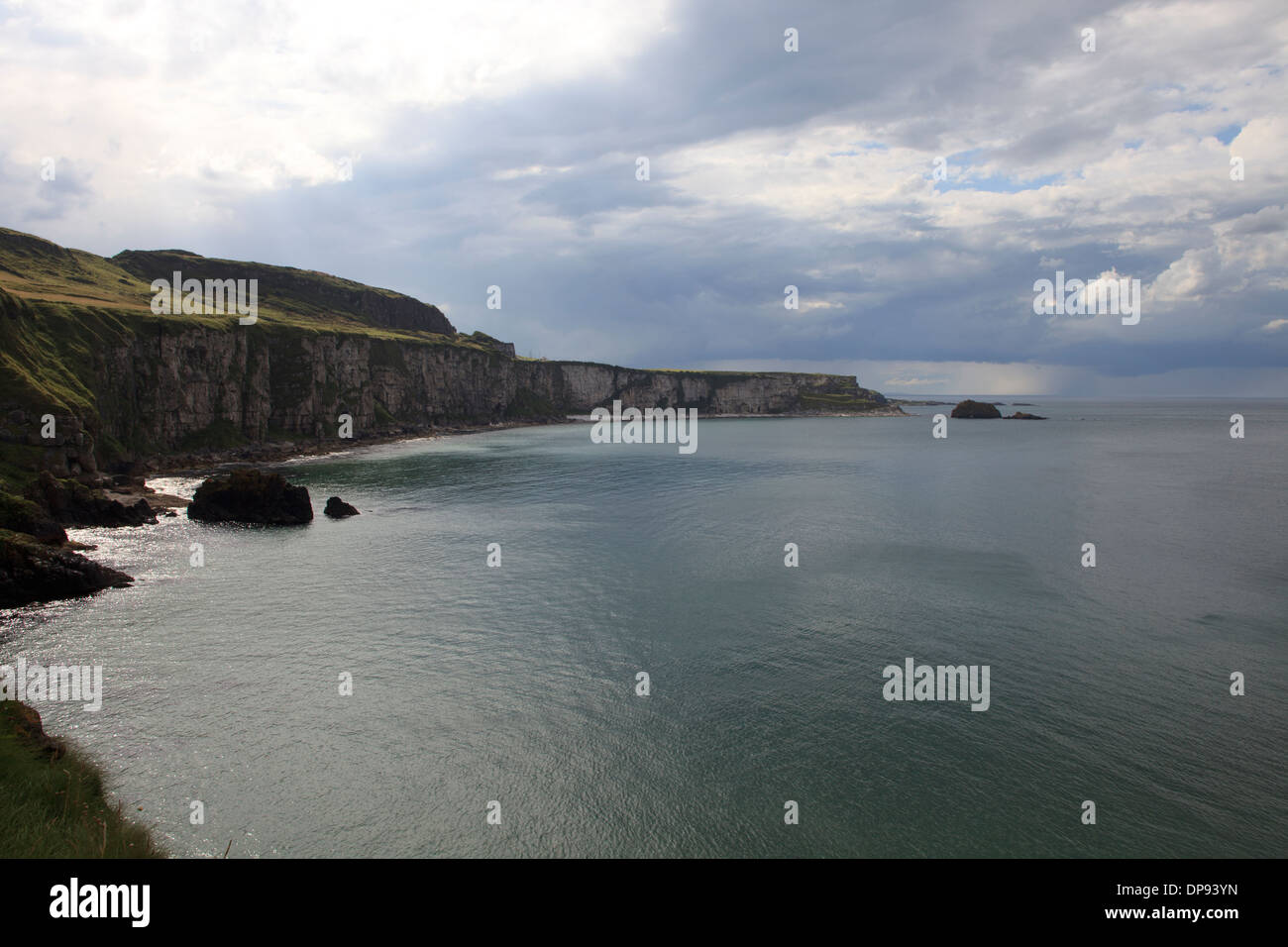 Coastal scenery near Carrick a Rede along the causeway coast, Co ...