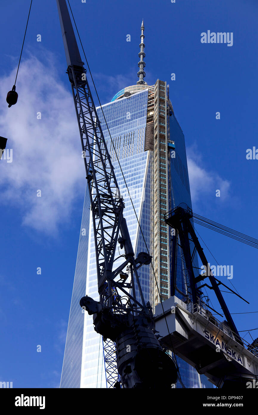 View of Freedom Tower under construction, WTO, Ground Zero, New York ...