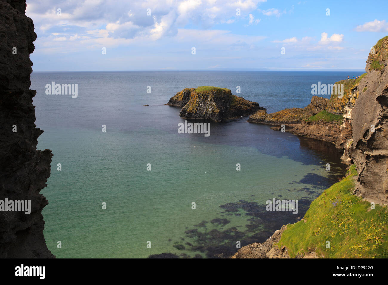 Coastal scenery near Carrick a Rede along the causeway coast, Co ...