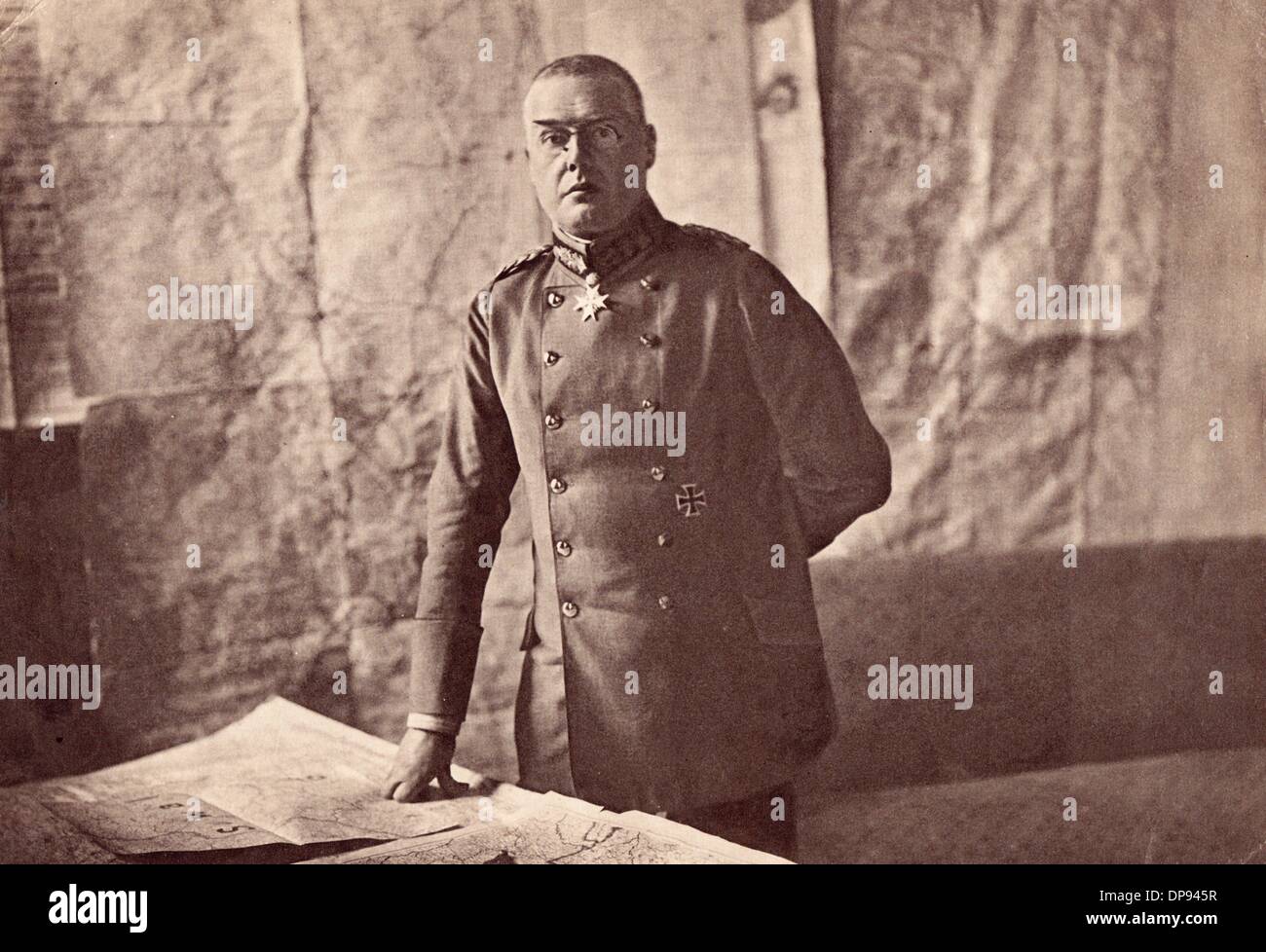 German general and diplomat Max Hoffmann is pictured at the map desk ...