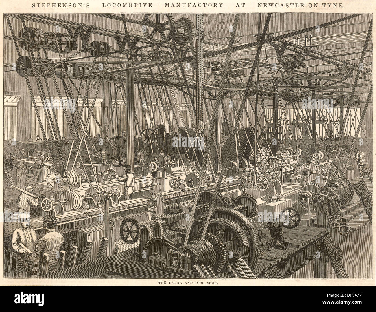 Stephenson's locomotive factory 1864 Stock Photo - Alamy
