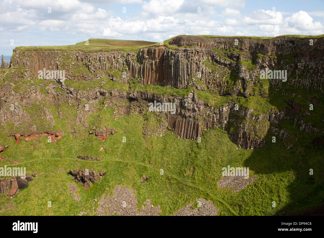 Polygonal basalt lava rock columns of the Giant's Causeway on the north ...