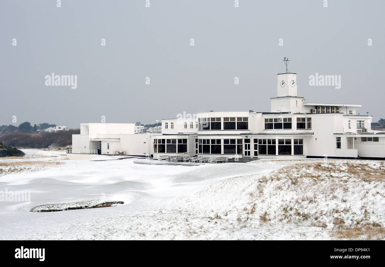 old art deco style building, golf club in winter Stock Photo - Alamy