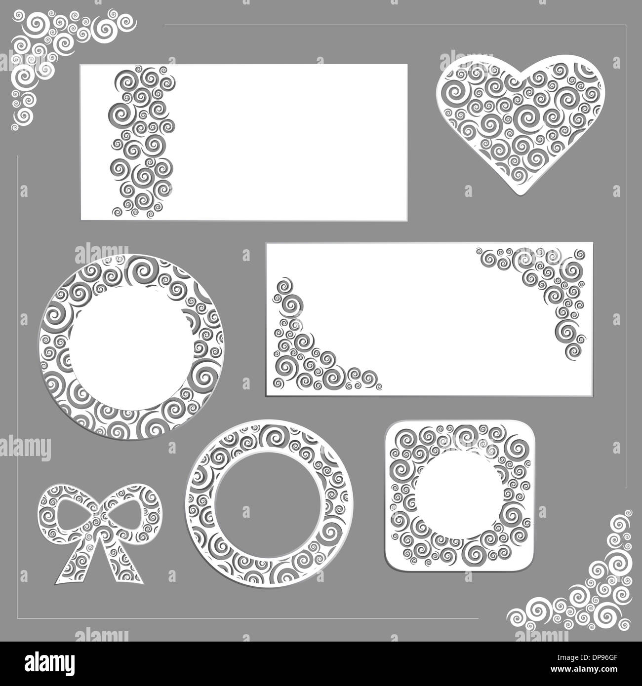 Luxury wedding collection (bow, invitation, card, heart, frames) with ...