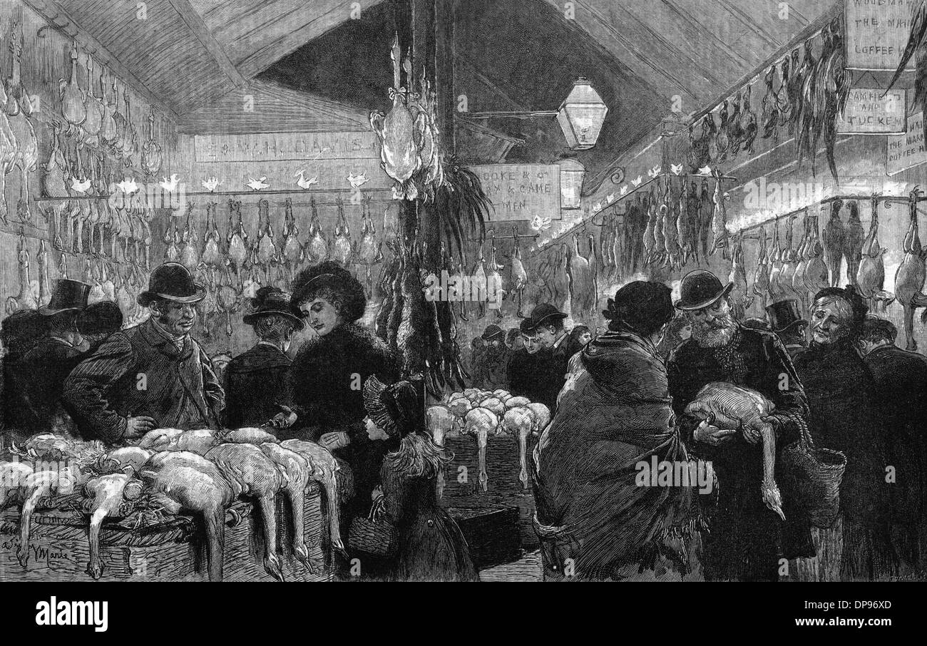 Christmas goose at Leadenhall Market, London 1884 Stock Photo - Alamy