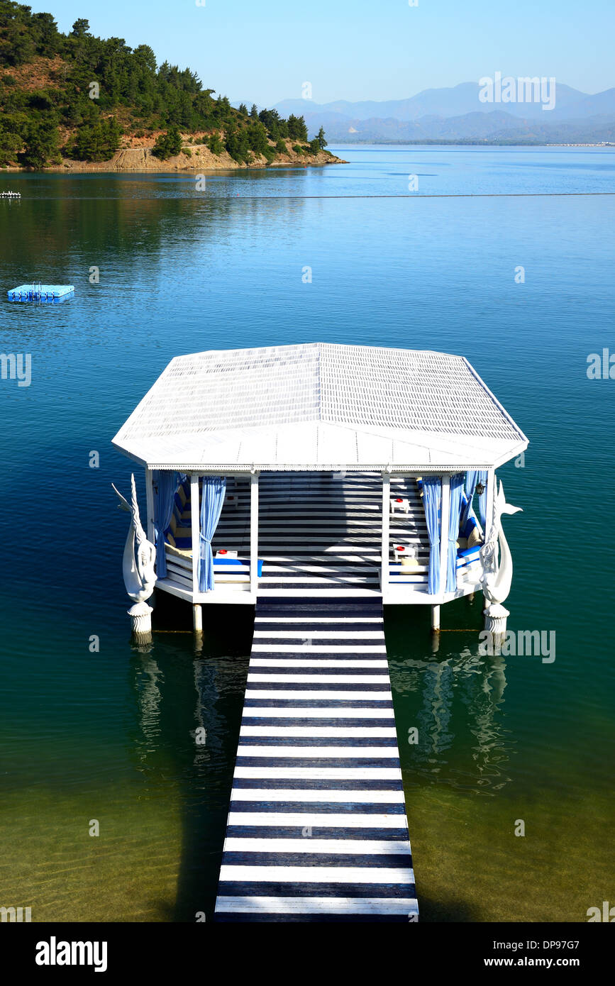 Relaxation building near beach on Turkish resort, Fethiye, Turkey Stock ...