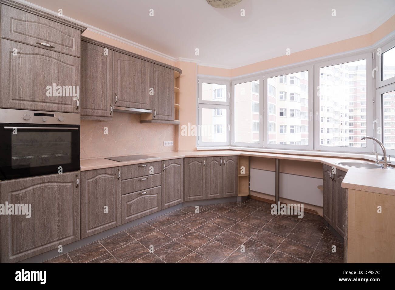 Generic economy class modern kitchen interior shot Stock Photo - Alamy