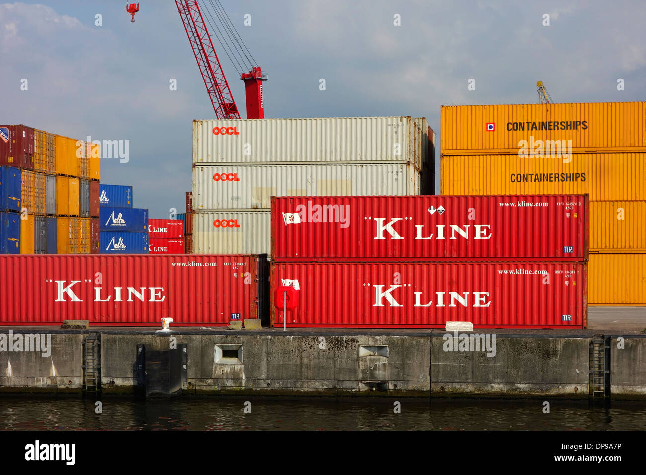 Containers port stacked hi-res stock photography and images - Alamy