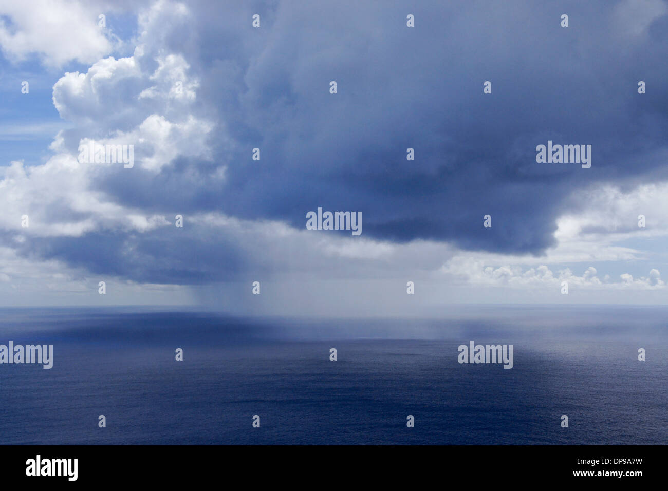 Rain squall over the Pacific Ocean off of Easter Island, Chile Stock ...