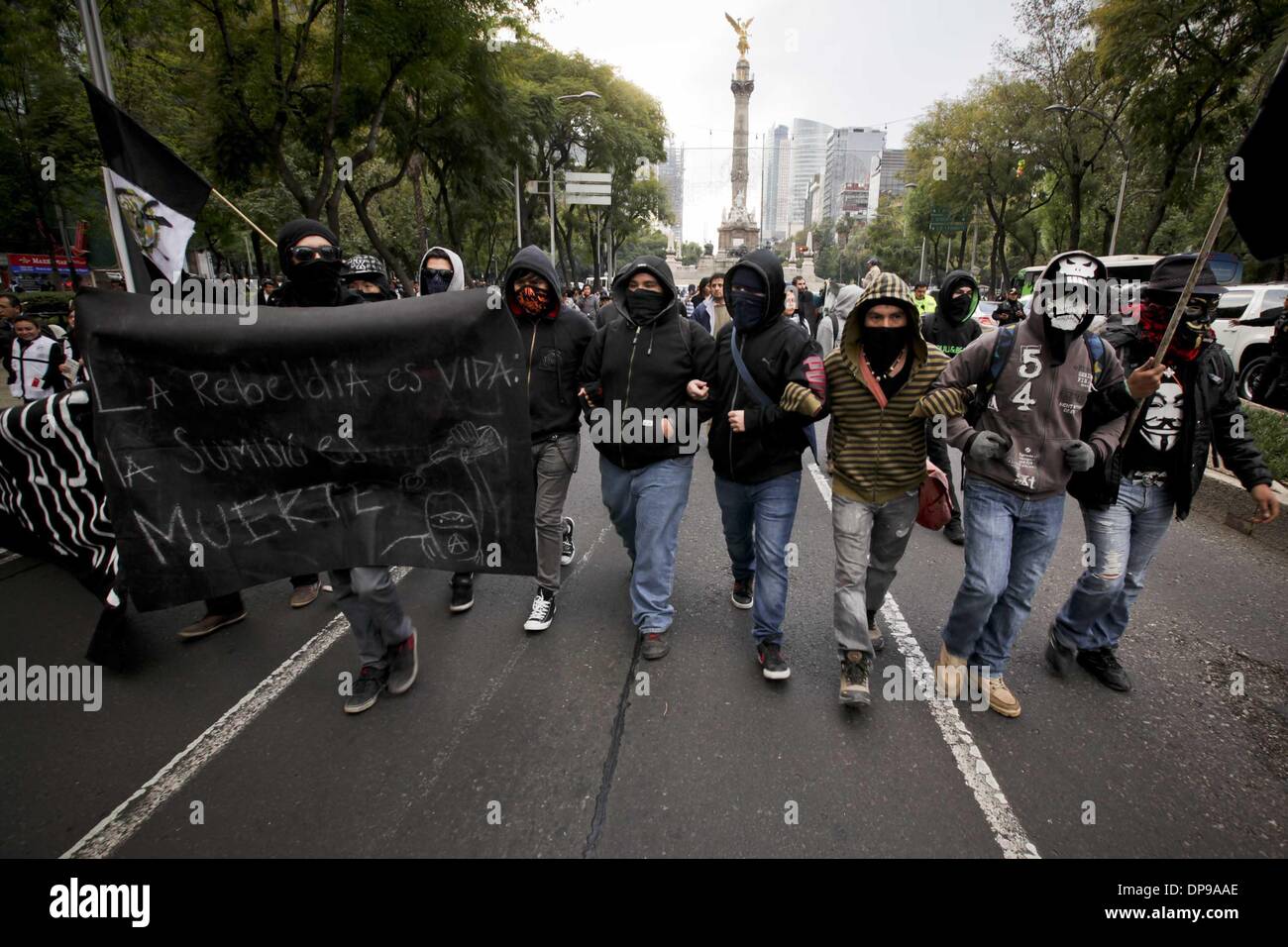 Mexico City, DF, Mexico. 8th Jan, 2014. Anarchists march in Mexico City ...