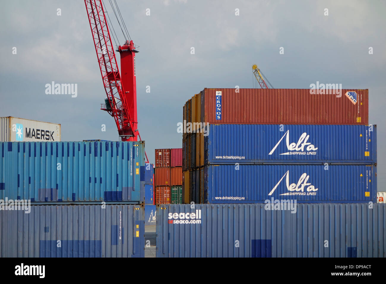 Containers port stacked hi-res stock photography and images - Alamy