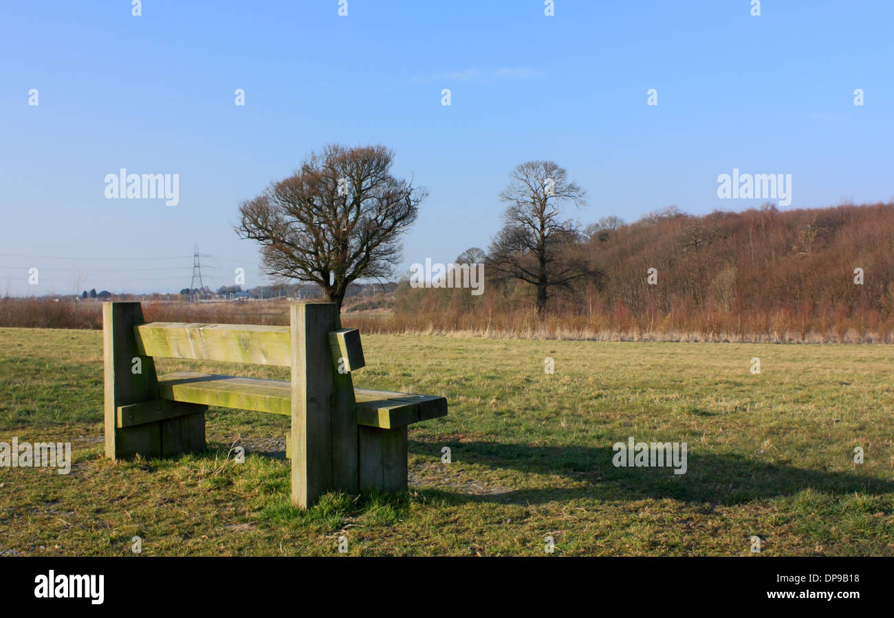 An image of a park bench showing the peaceful view in front Stock Photo ...