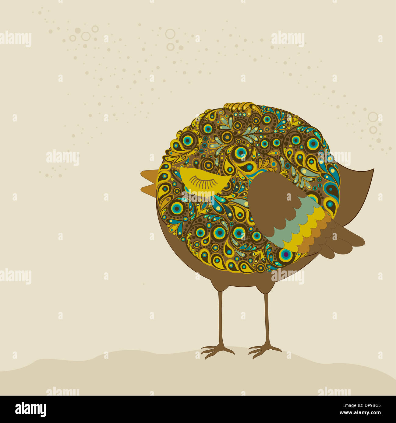 Little bird on beige background Stock Photo - Alamy