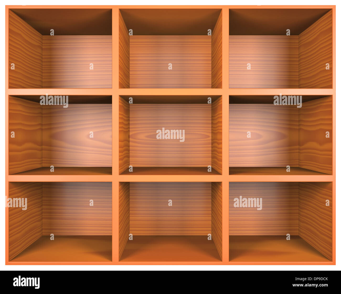 Wooden shelves with empty racks isolated on white background Stock ...