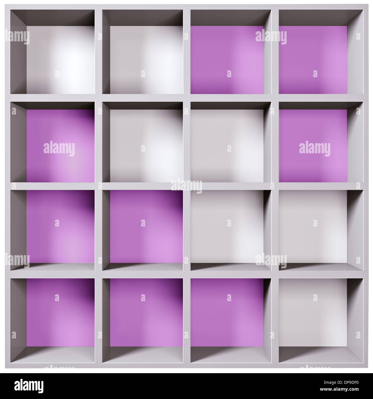 Grey wooden shelves with empty racks isolated on white background Stock ...