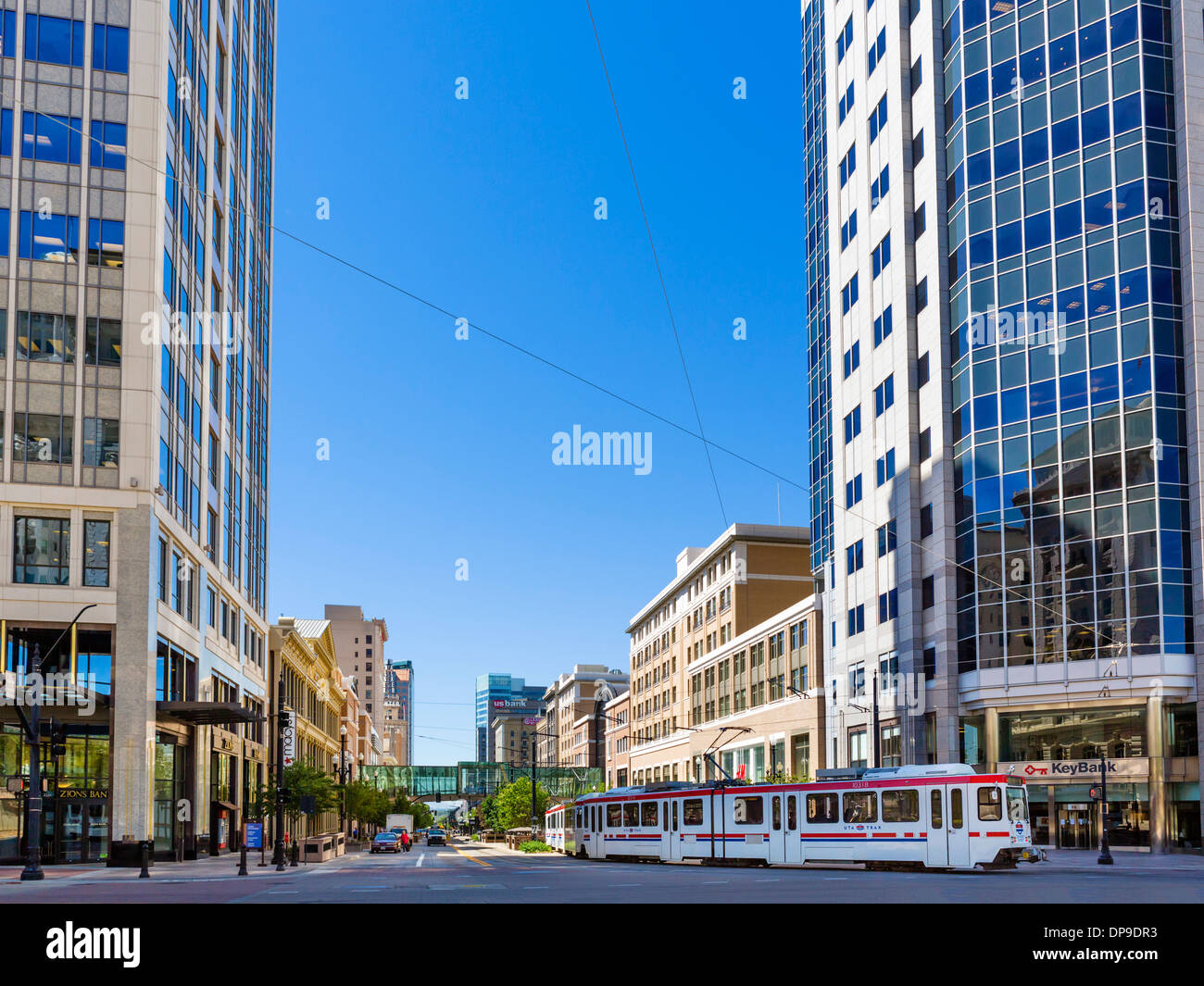 View down South Main Street in downtown Salt Lake City, Utah, USA Stock ...
