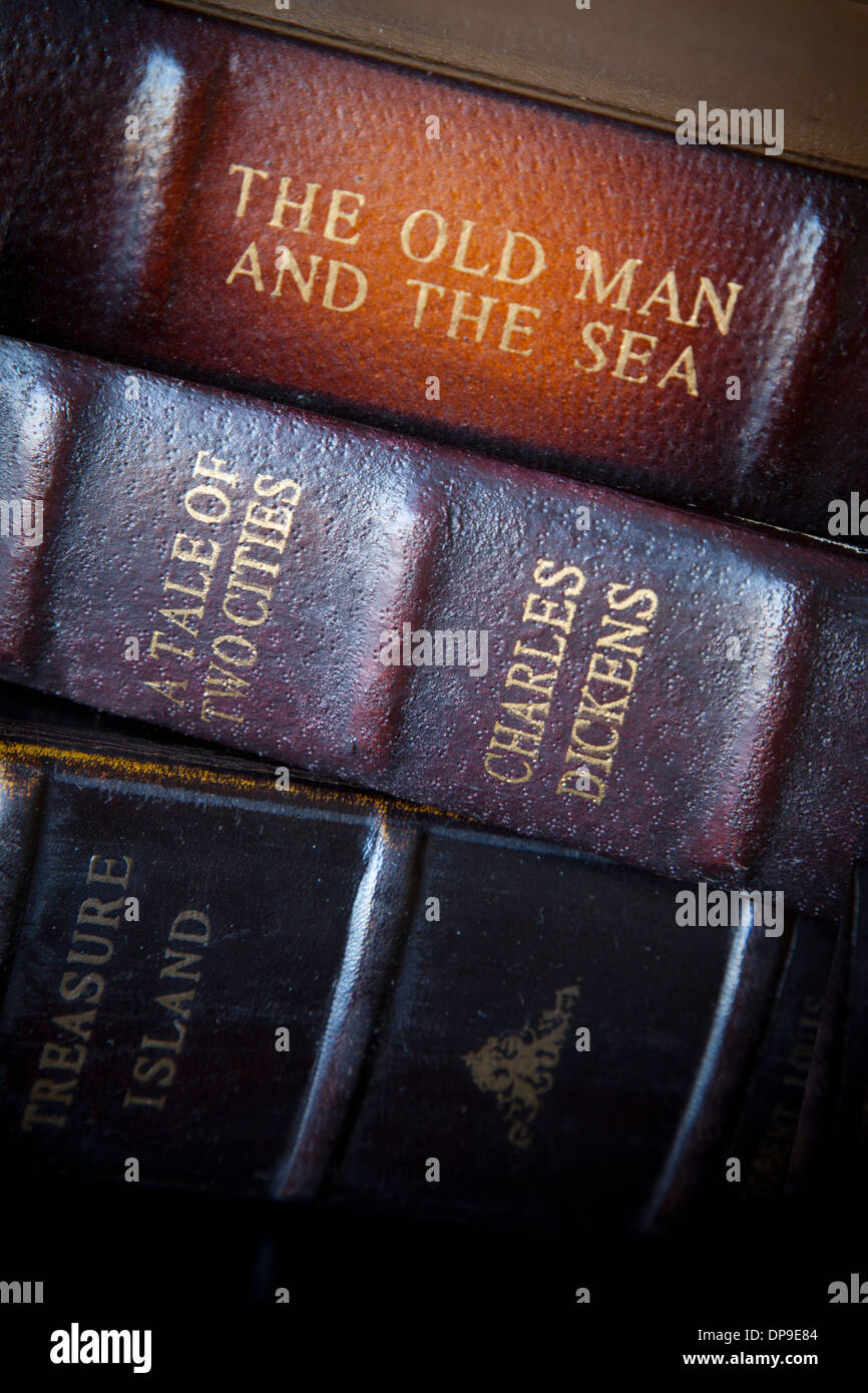 Collection of classic antique books from historic authors Stock Photo ...