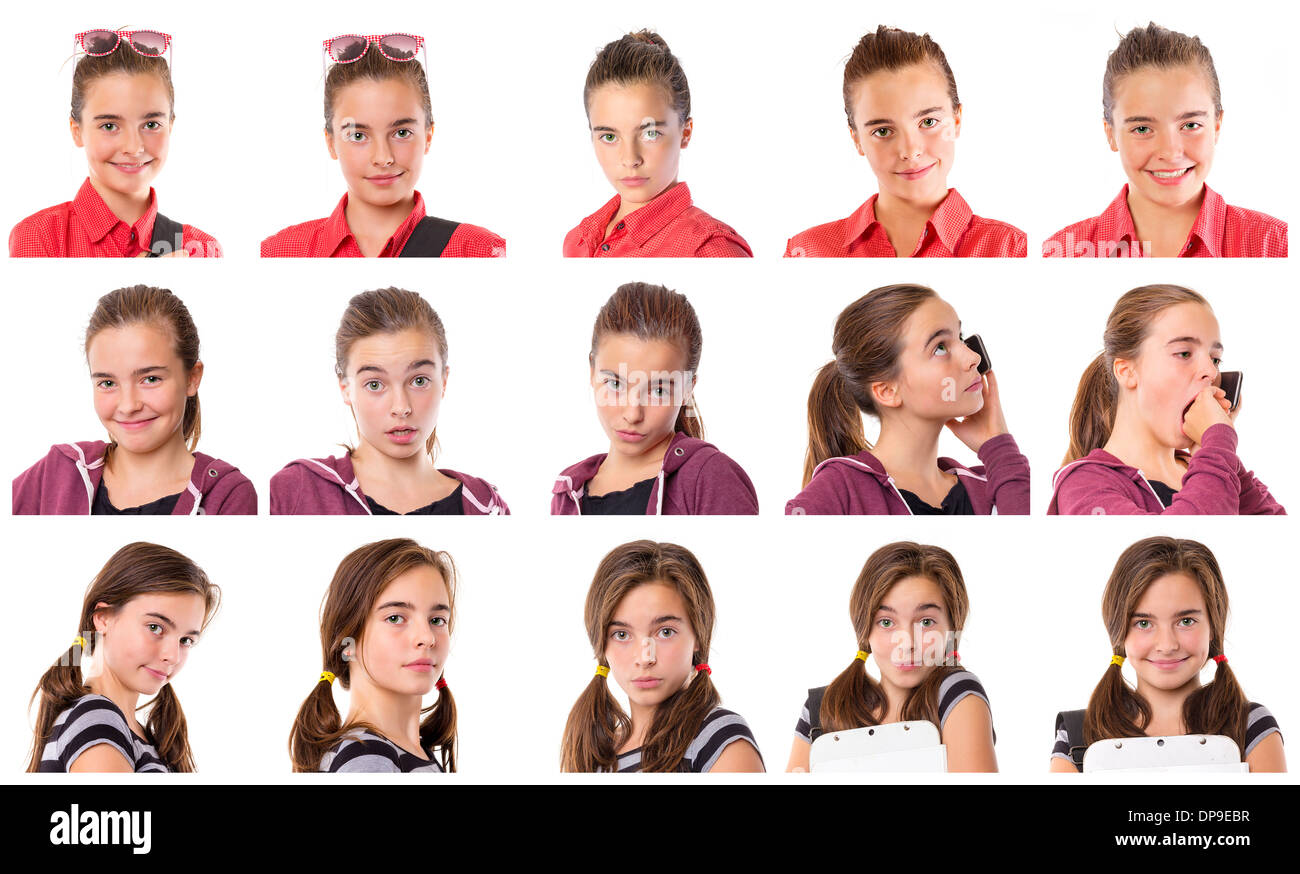 collection of women portraits, isolated on white Stock Photo - Alamy