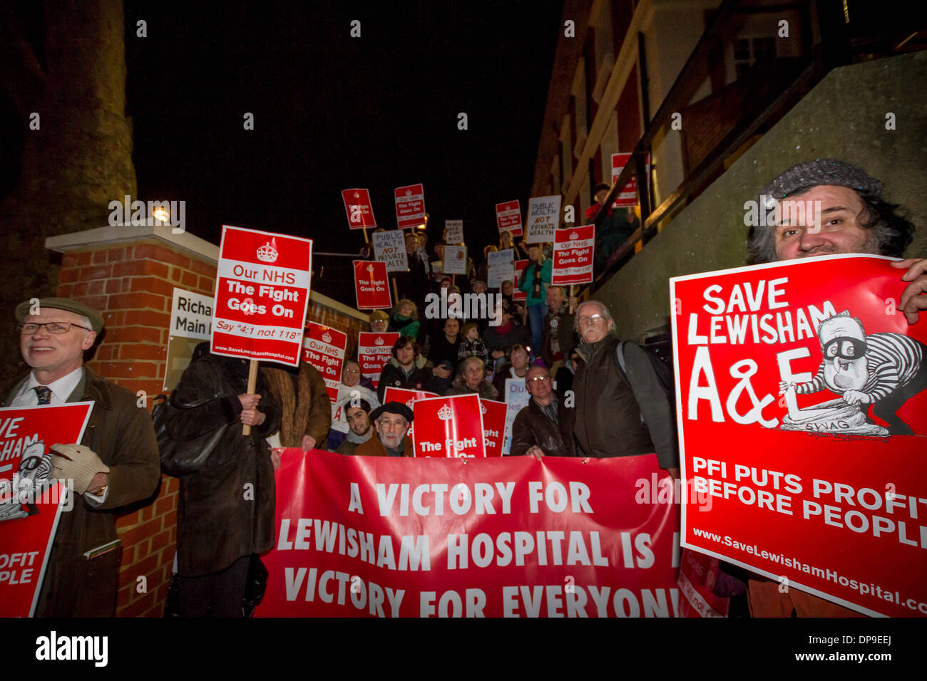 NHS Protest outside BBC TV Question Time in Lewisham, London, UK Stock ...