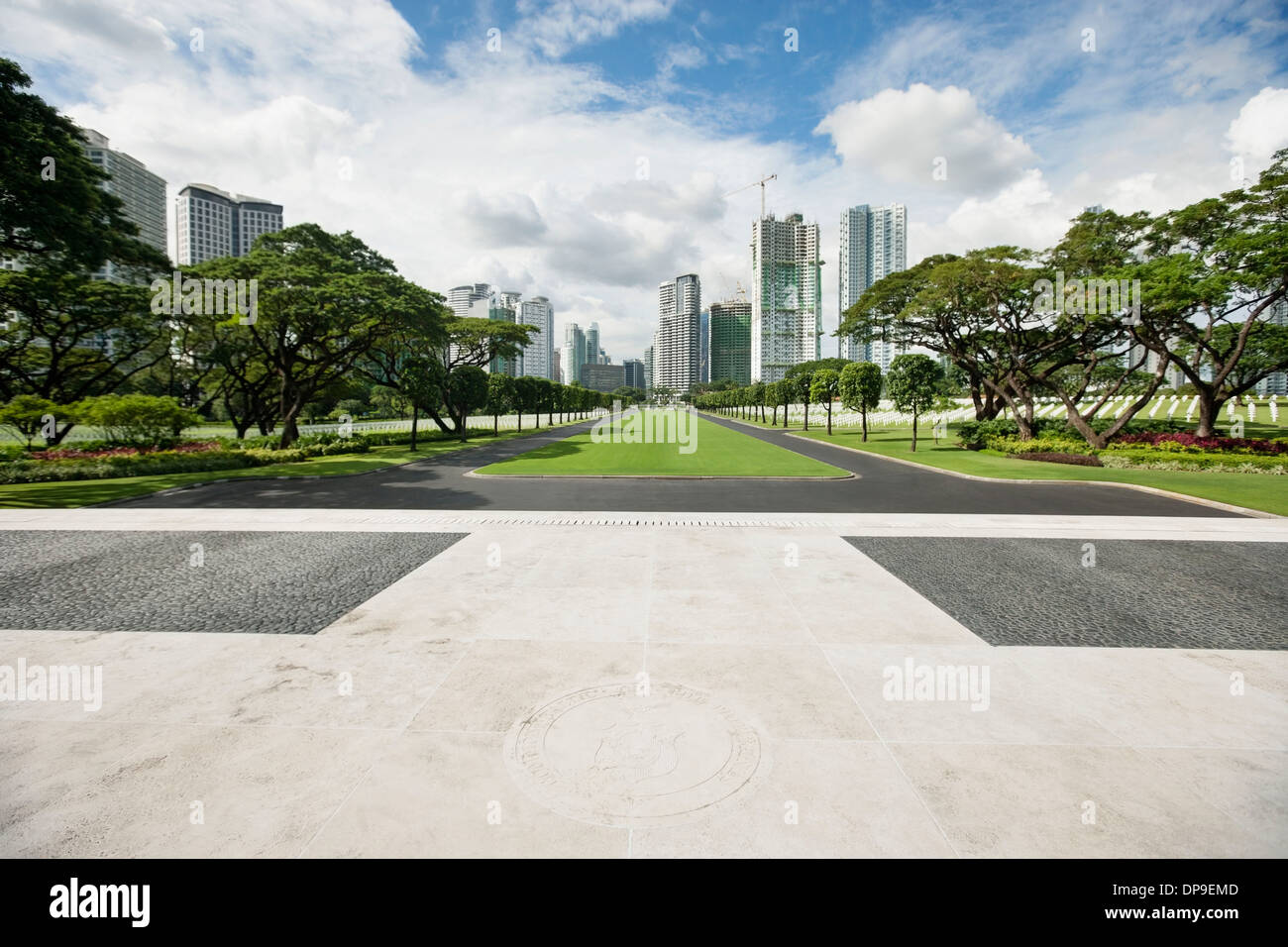 Manila American Cemetery and Memorial with cityscape Manila Philippines ...