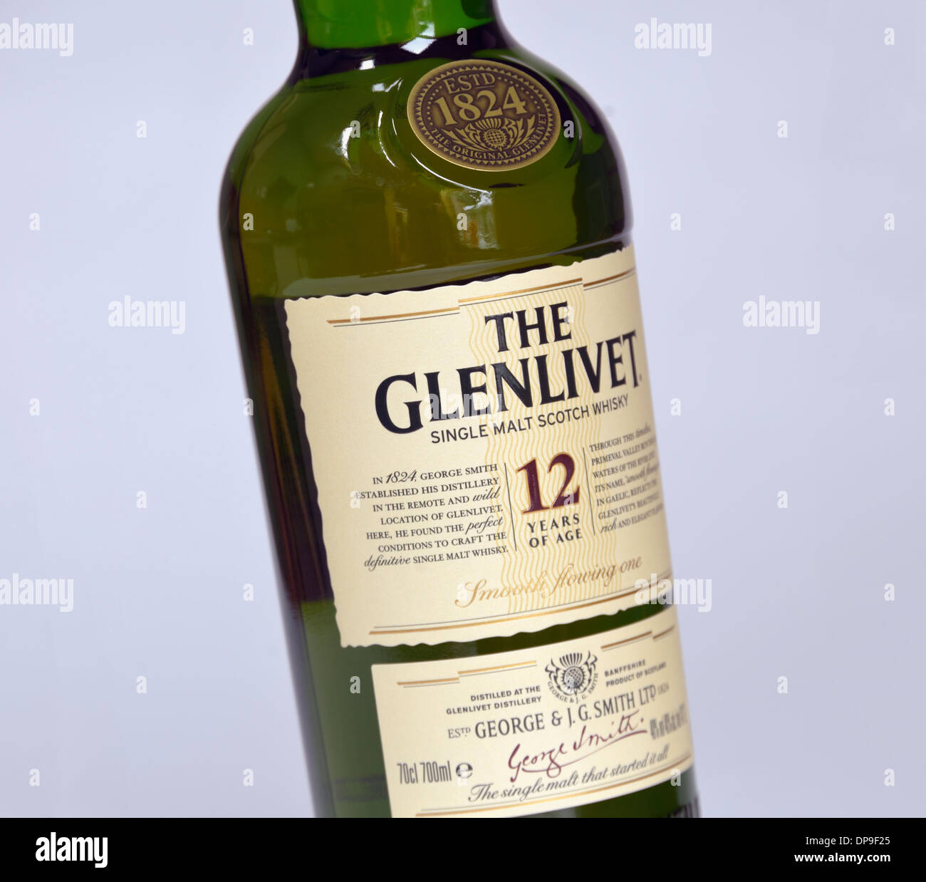 The Glenlivet, single malt Scotch Whisky. 12 years of age. George & J.G.Smith Ltd Stock Photo ...