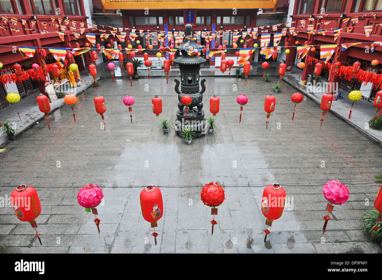 Courtyard in buddhist Qibao Temple near Qibao Ancient Town in Minhang ...