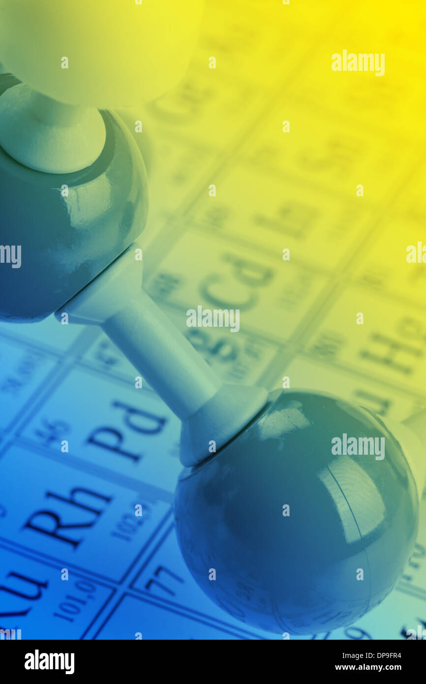Molecule model on periodic table of the elements Stock Photo - Alamy
