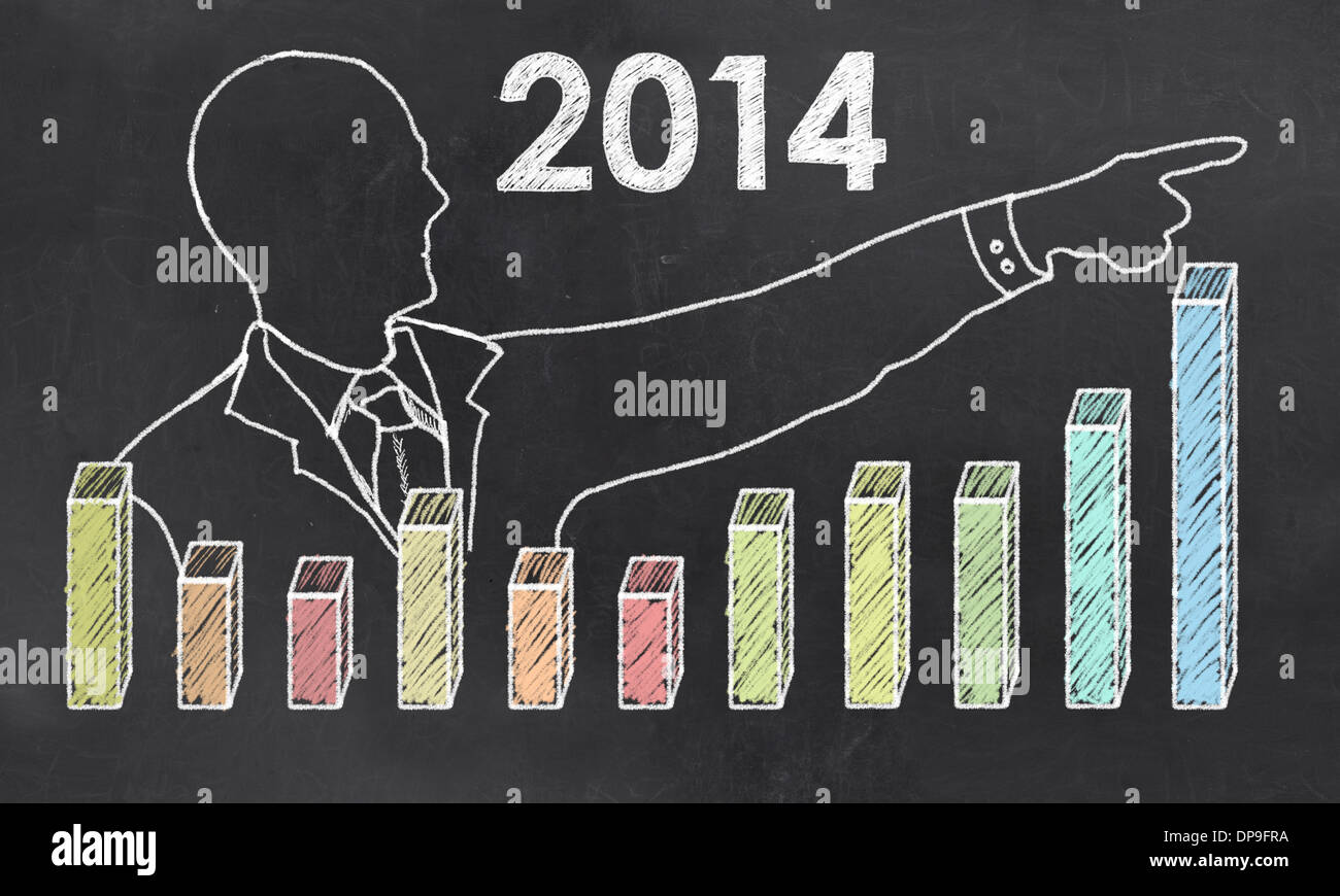 Growth in 2014 with Creative Businessman showing Positive Graph Stock ...