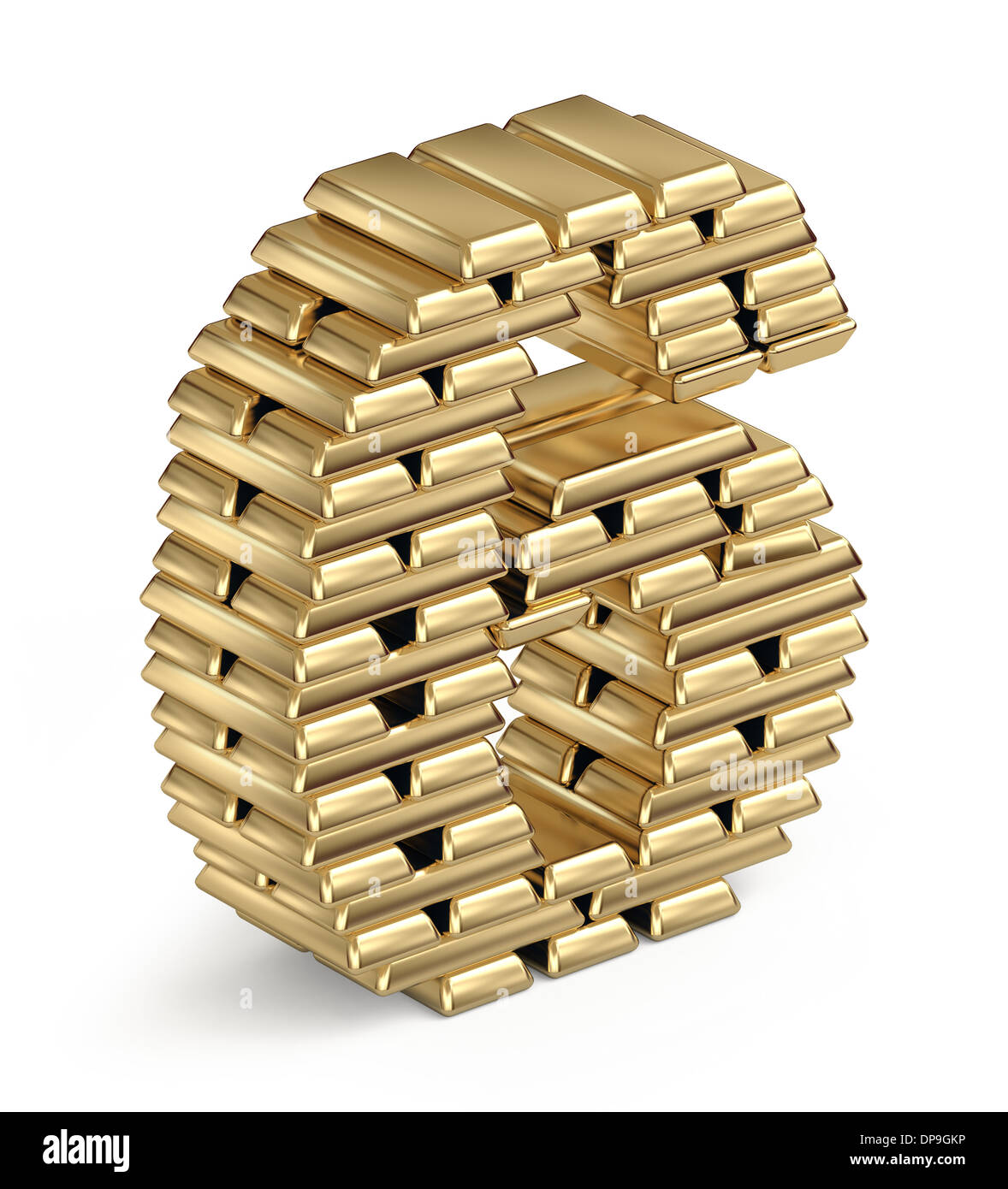 Number 6 from gold bars Stock Photo - Alamy