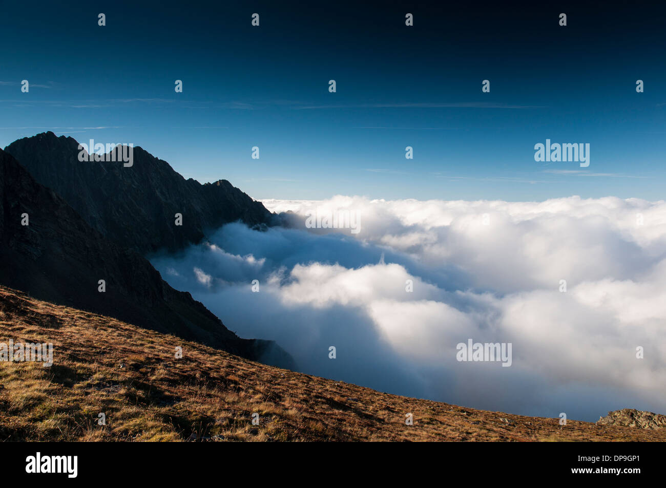 Evening at the Crete de Crabides looking across the Valle de la Freche ...