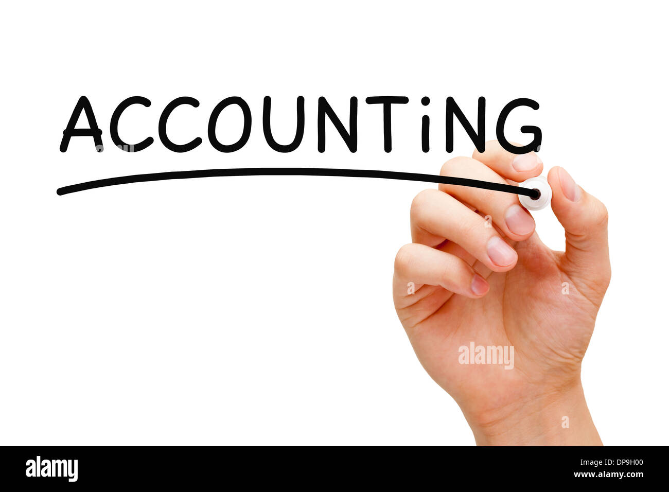 Hand writing Accounting Concept with black marker on transparent wipe ...