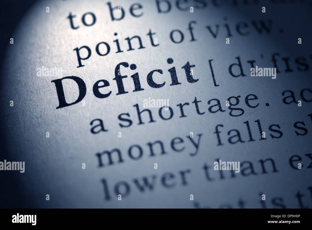 Fake Dictionary, Dictionary definition of the word deficit Stock Photo ...