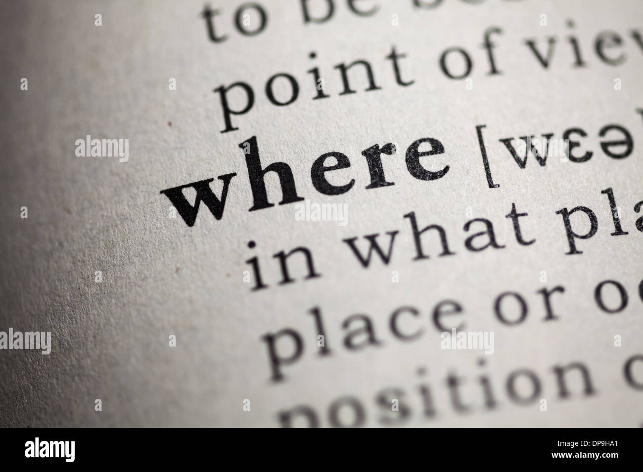 Fake Dictionary, Dictionary definition of the word where Stock Photo ...