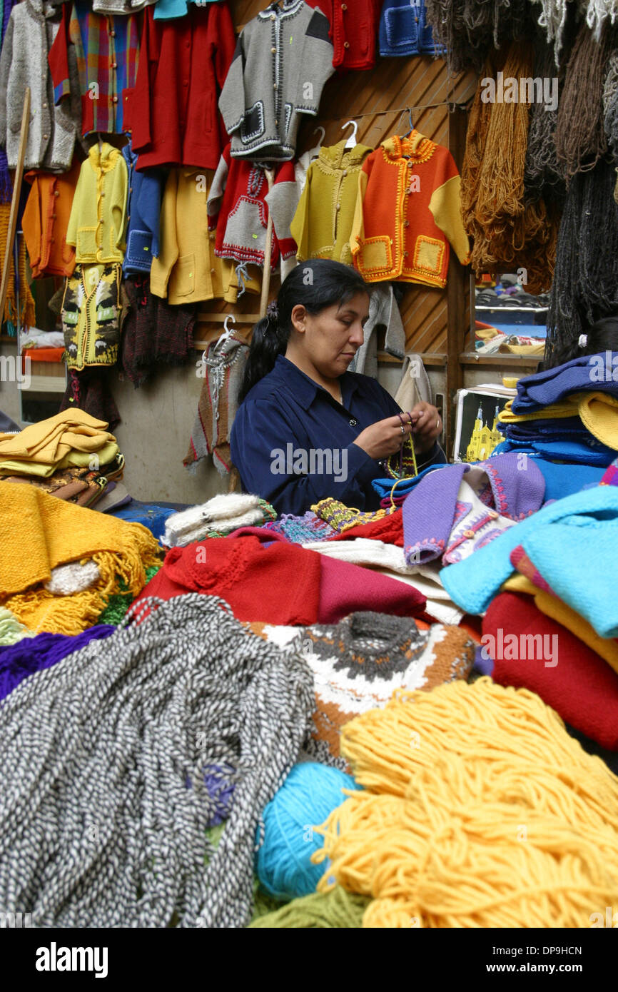 Colorful handmade clothing at the central market in Castro, Chiloe ...