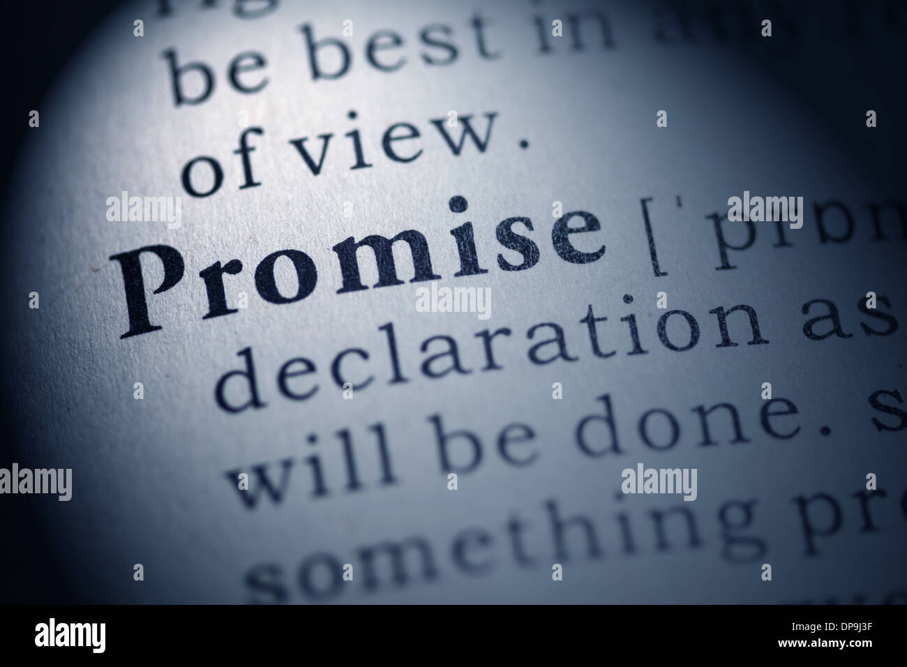 Fake Dictionary, Dictionary definition of the word promise Stock Photo ...