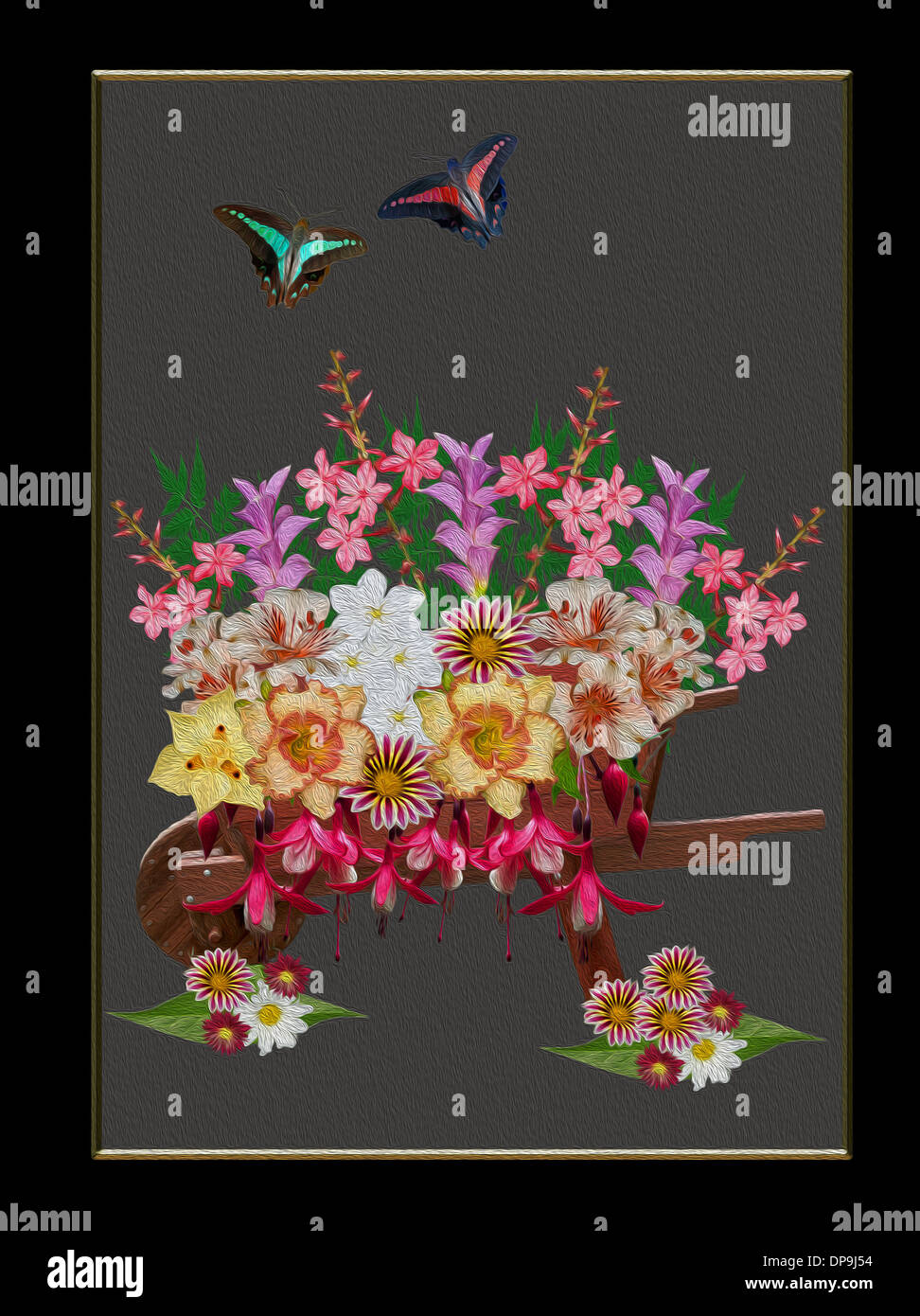 Spectacular floral art - cluster of bright spring flowers daylilies ...