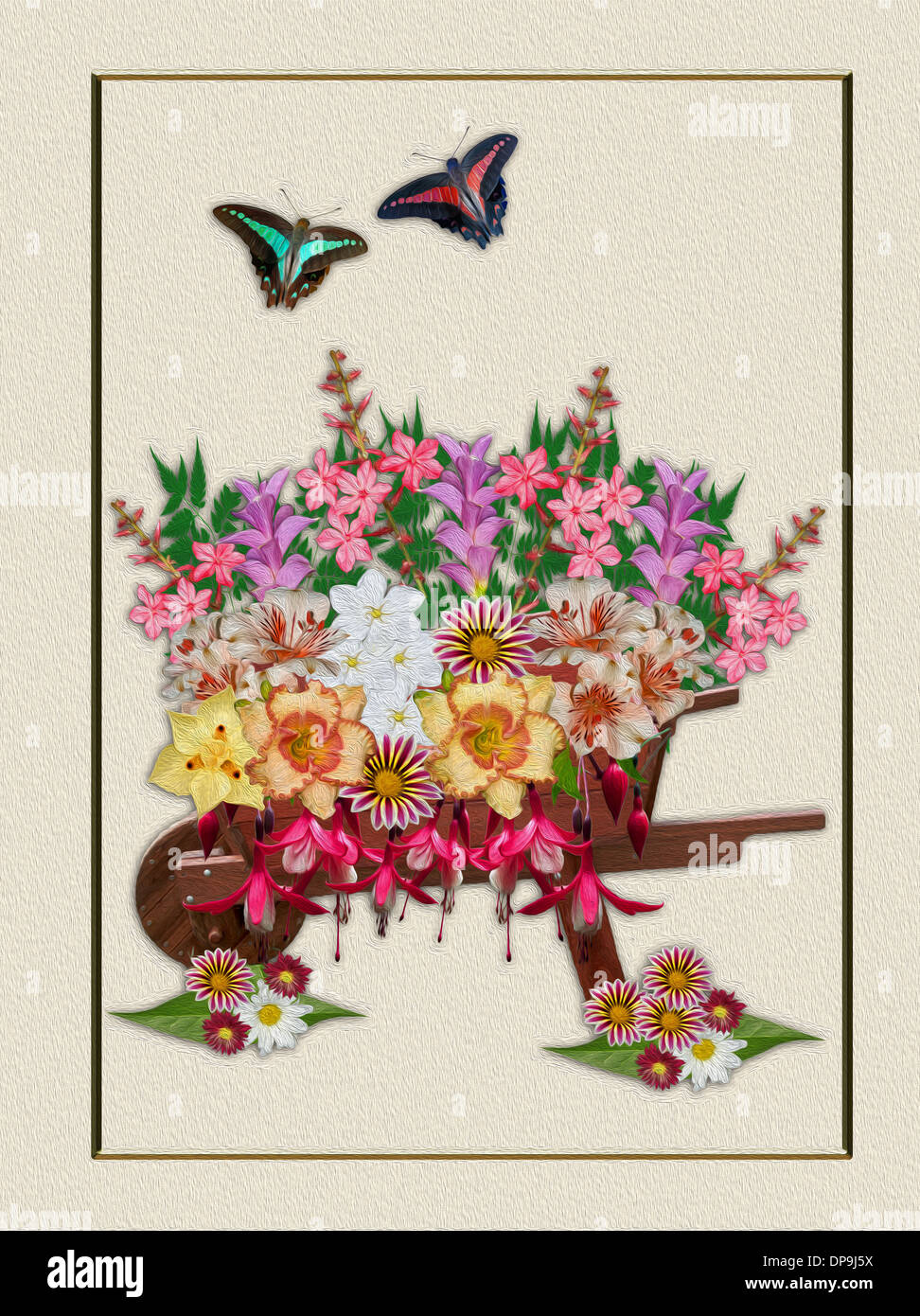 Spectacular floral art - cluster of bright spring flowers daylilies ...