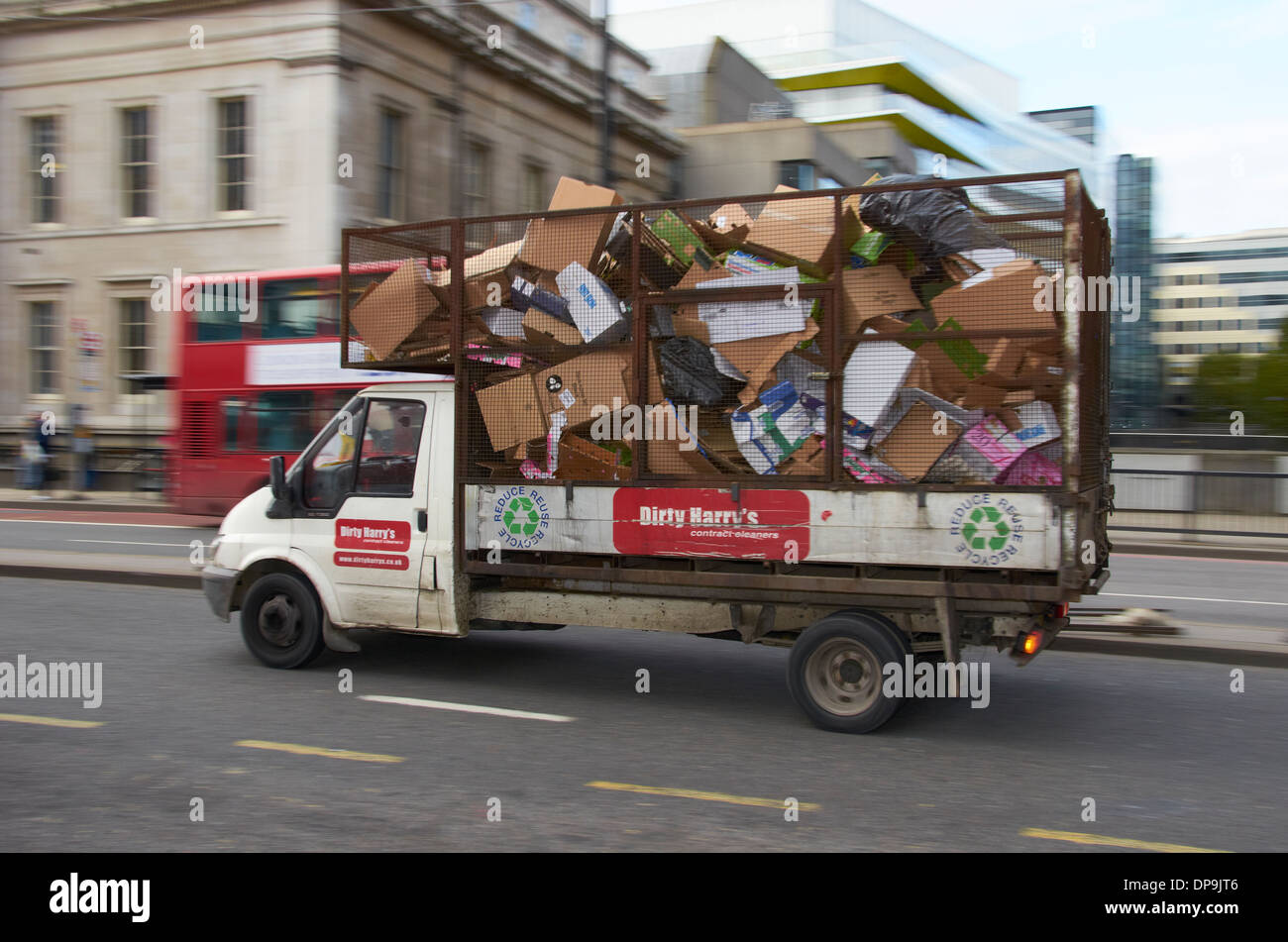 Van collecting cardboard and rubbish in central London Stock Photo - Alamy