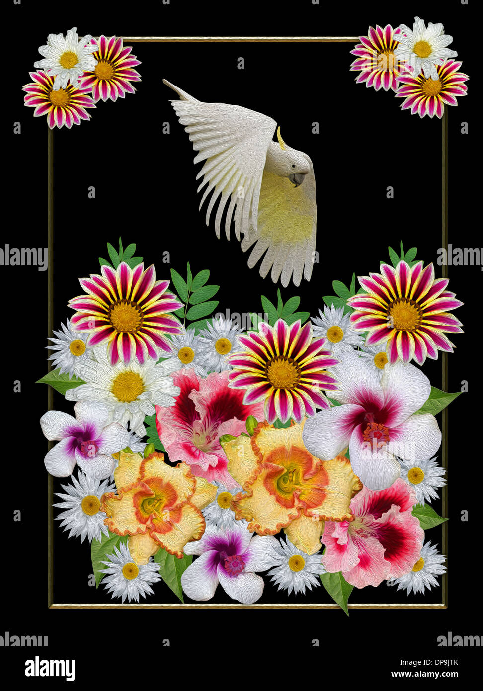 Spectacular floral art - cluster of bright multi-colored spring flowers ...