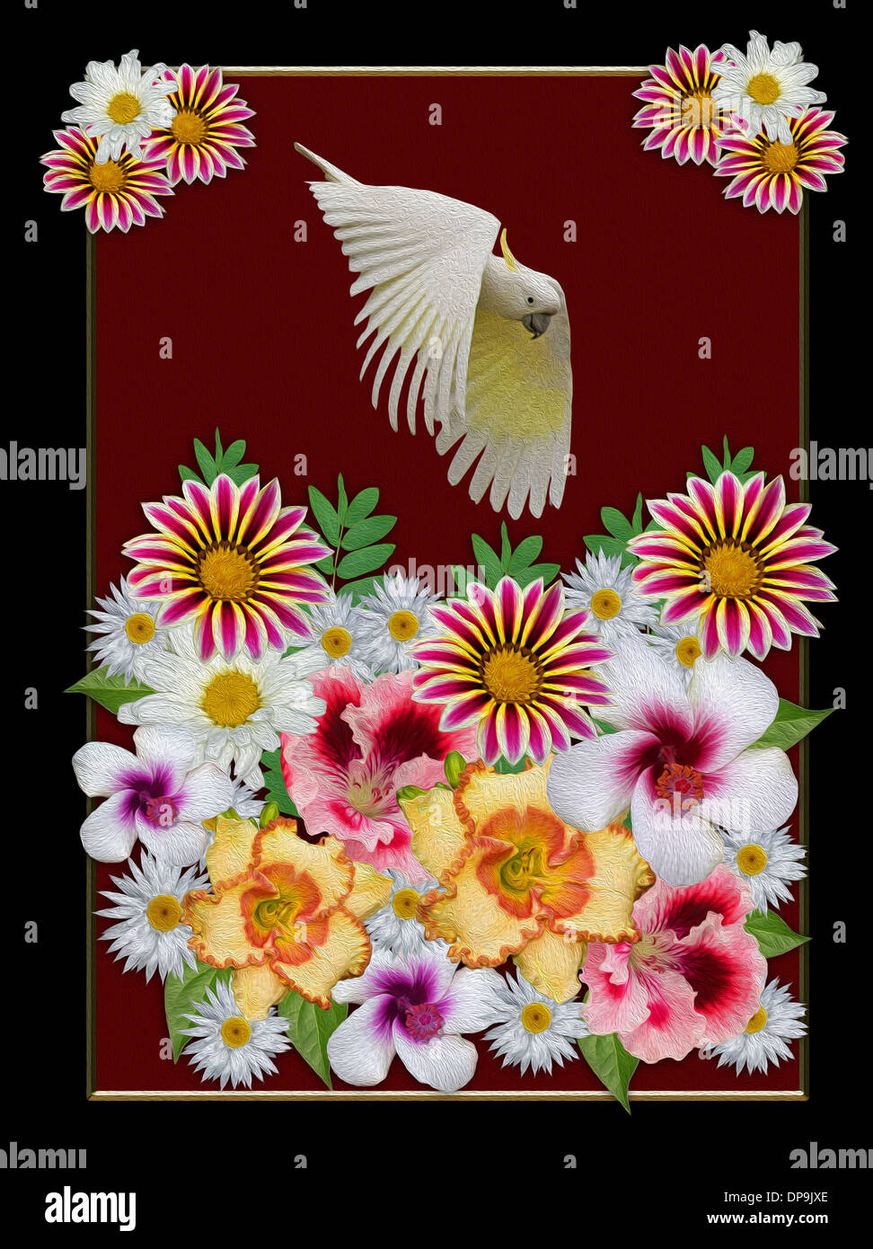 Spectacular floral art - cluster of bright multi-colored spring flowers ...