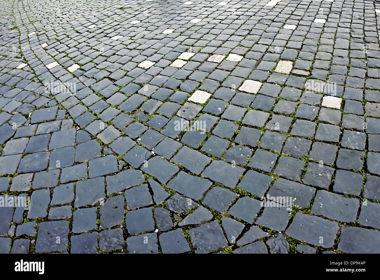 Detail of cobblestone sidewalk made of cubic stones Stock Photo - Alamy