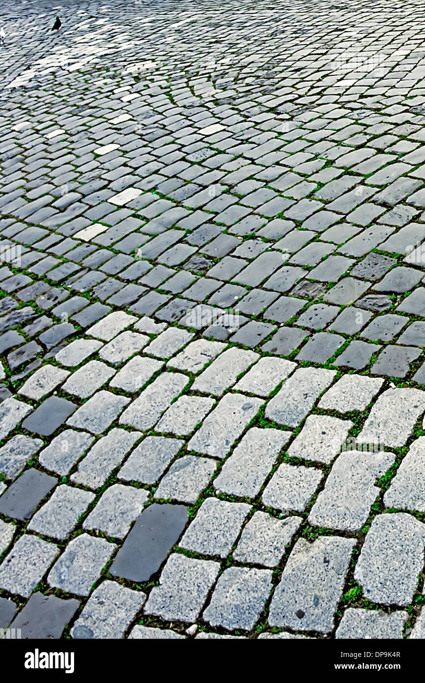 Detail of cobblestone sidewalk made of cubic stones Stock Photo - Alamy