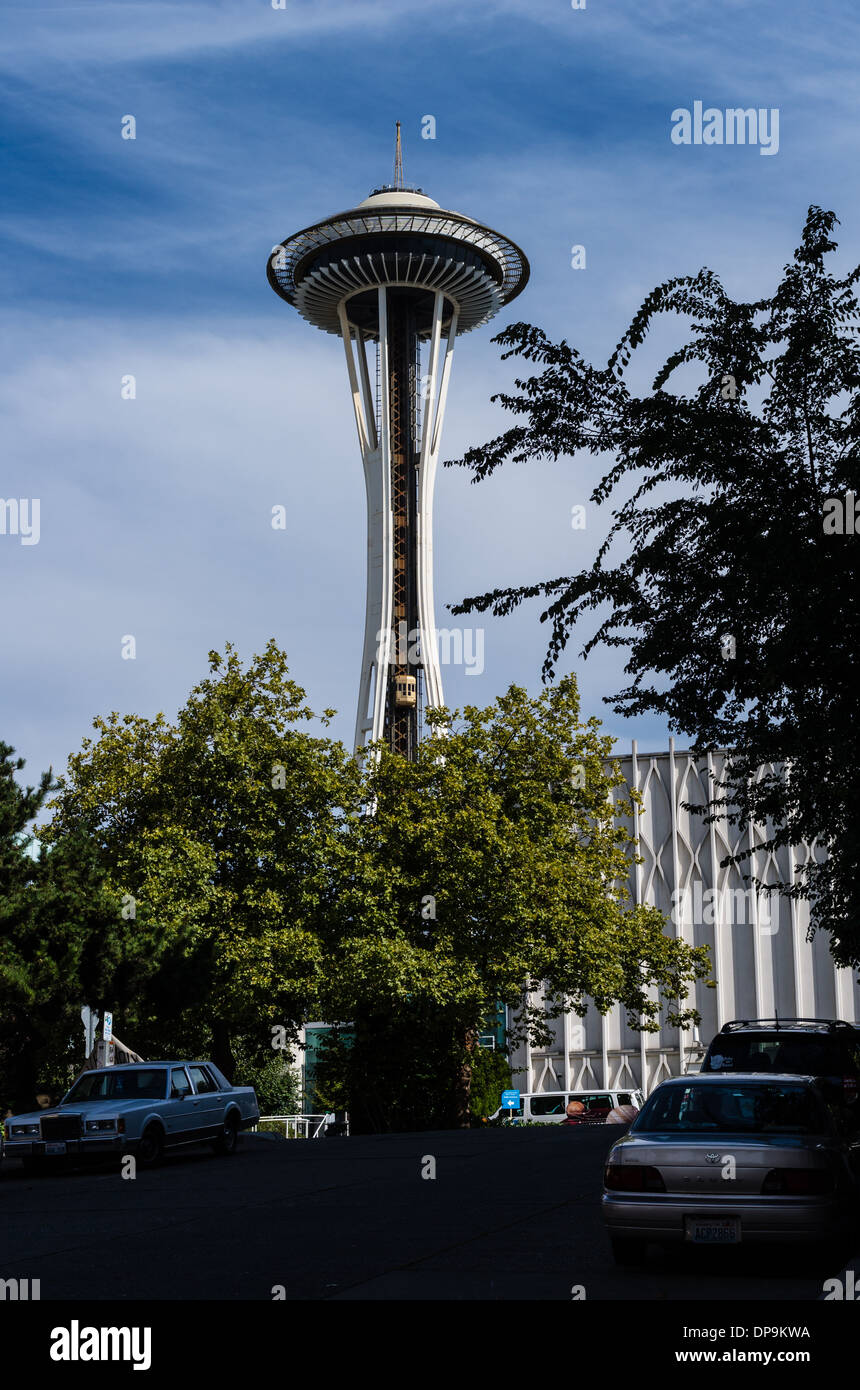 View of the Space Needle from the waterfront. Seattle, Washington Stock ...