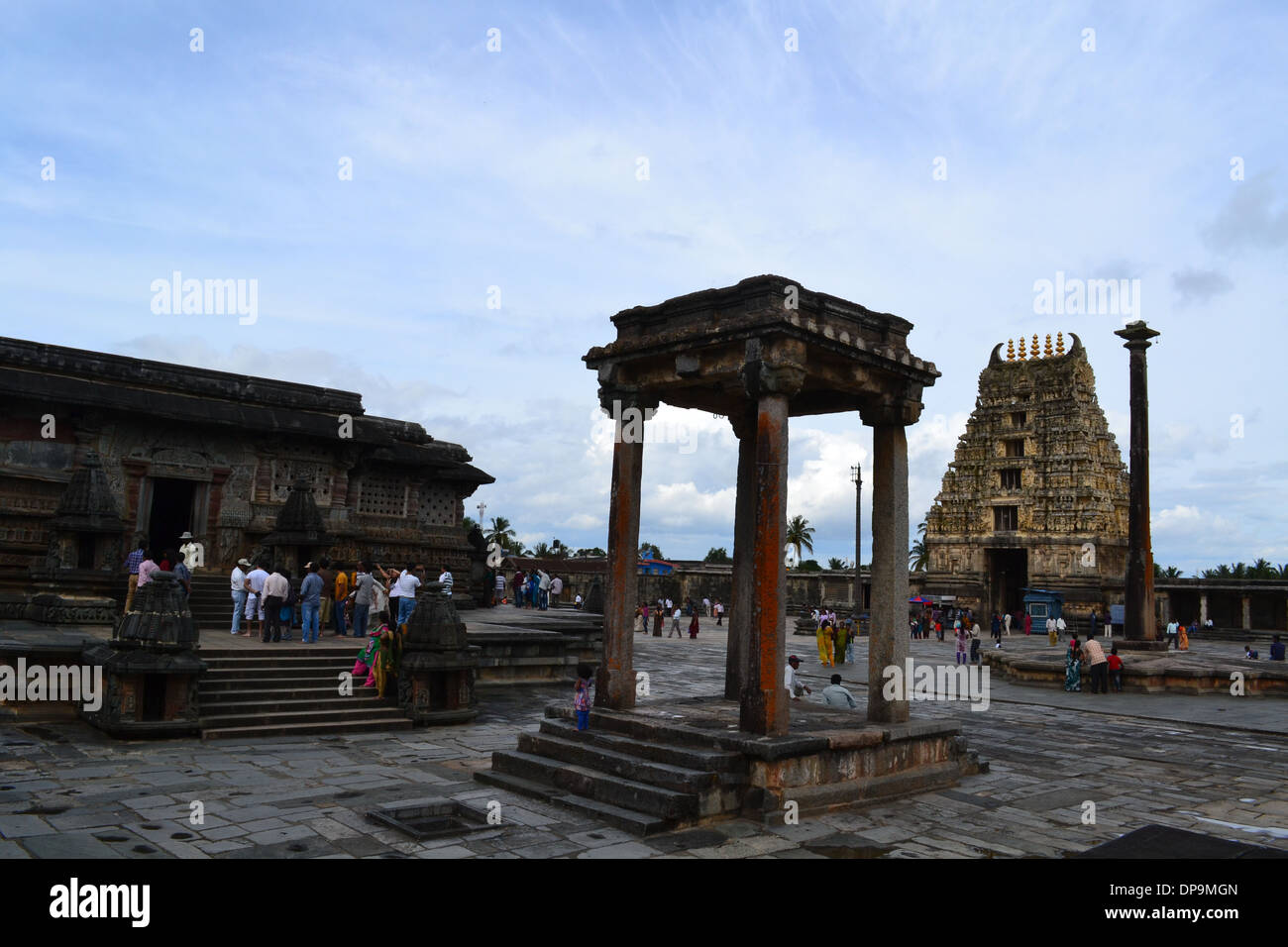 Belur -Chennakesava Temple -Lamp tower Stock Photo - Alamy