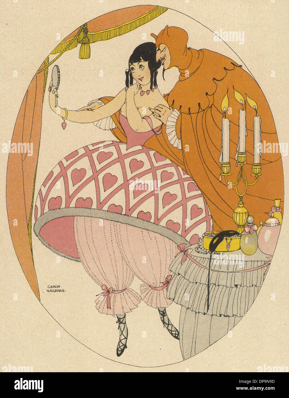 Lady tempted by a demon on devil Stock Photo - Alamy