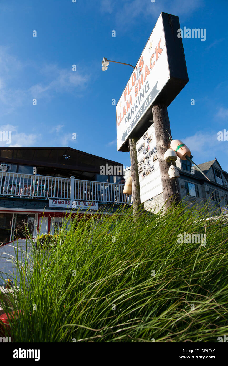 A sign of Flo's clam shack is a famous restaurant and bar overlooking ...