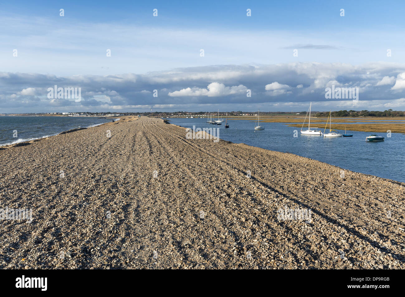 Looking down the long shingle spit from Hurst Point towards Milford-on ...