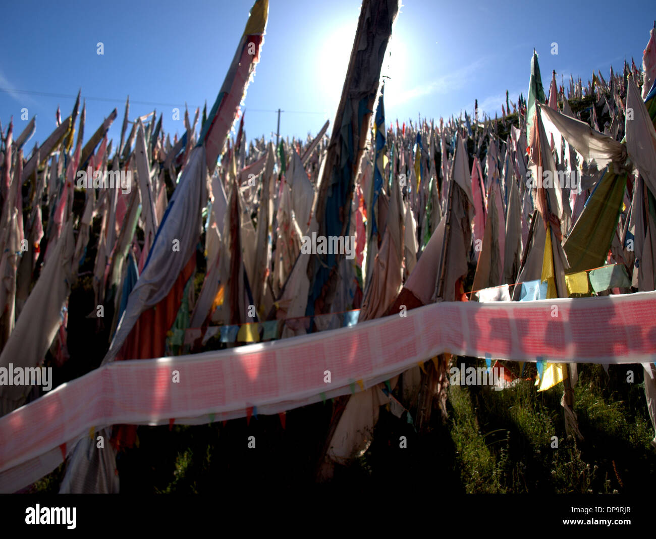 Lungta and Darchor Tibetan Buddhist prayer flags in Tibet, China Stock ...